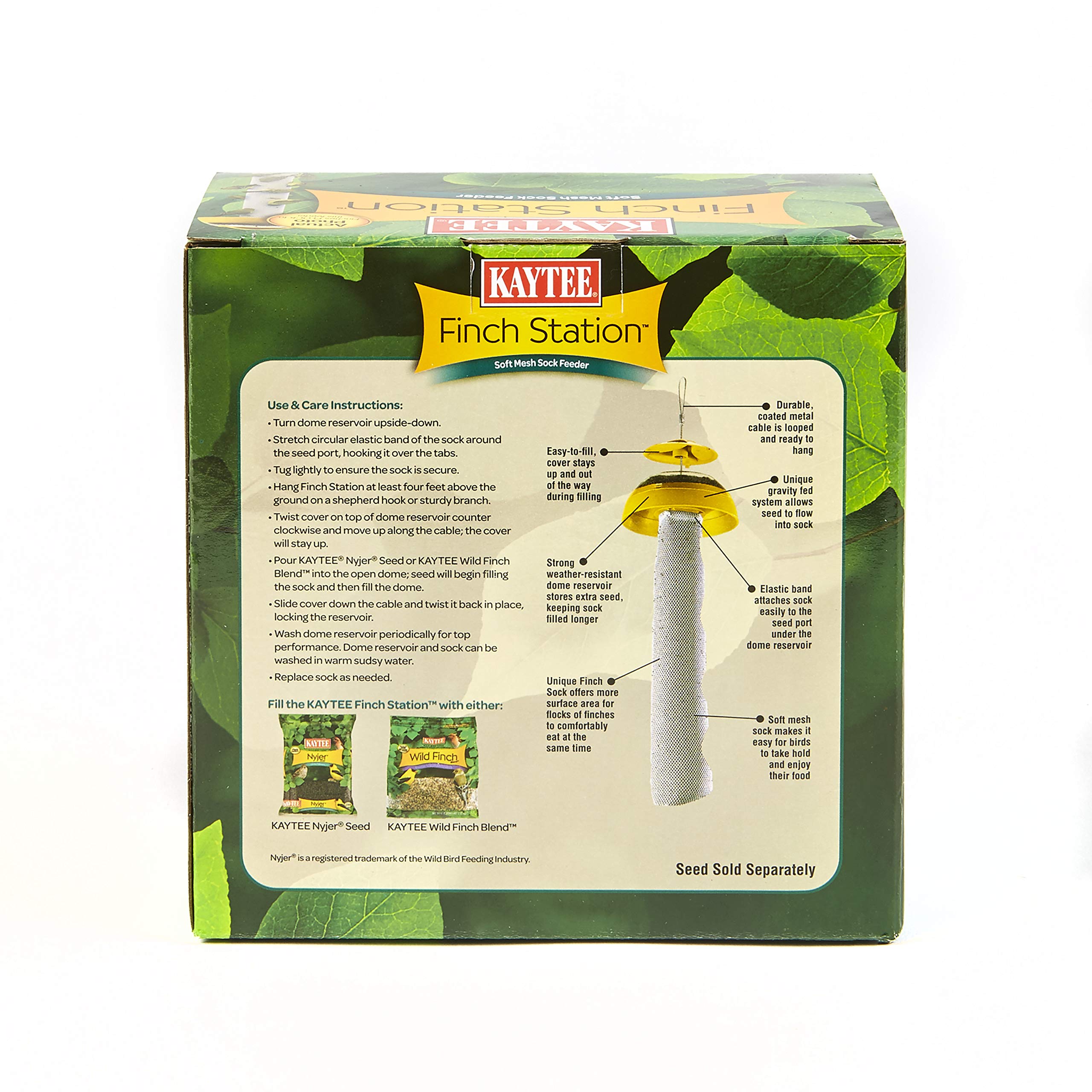 Kaytee Wild Bird Finch Station Soft Mesh Sock Feeder, Includes 2 Socks