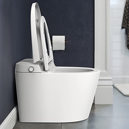 Auto Open/Close Lid Smart Toilet Bidet with Built-in Tank, Auto Flush & Wash, Elongated Heated Seat, Adjustable Water Temperature, and LED Light (1.28GPF)