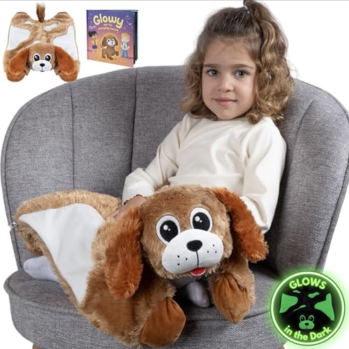 SNUGSHINE Glow in The Dark Weighted Lap Pad, Weighted Hugging Stuffed Animal, Sensory Products Calming, Weighted Lap Animal 4 Lbs, Weighted Lap Pad for Kids