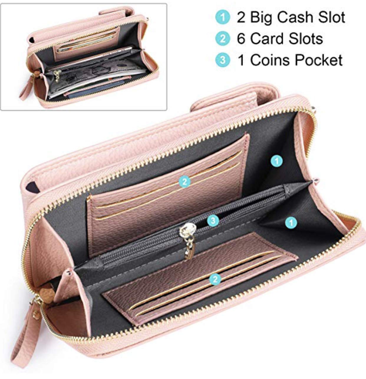 Valentoria Womens Crossbody Bag Cell phone Wallet Small Shoulder Purse Leather Card Handbag