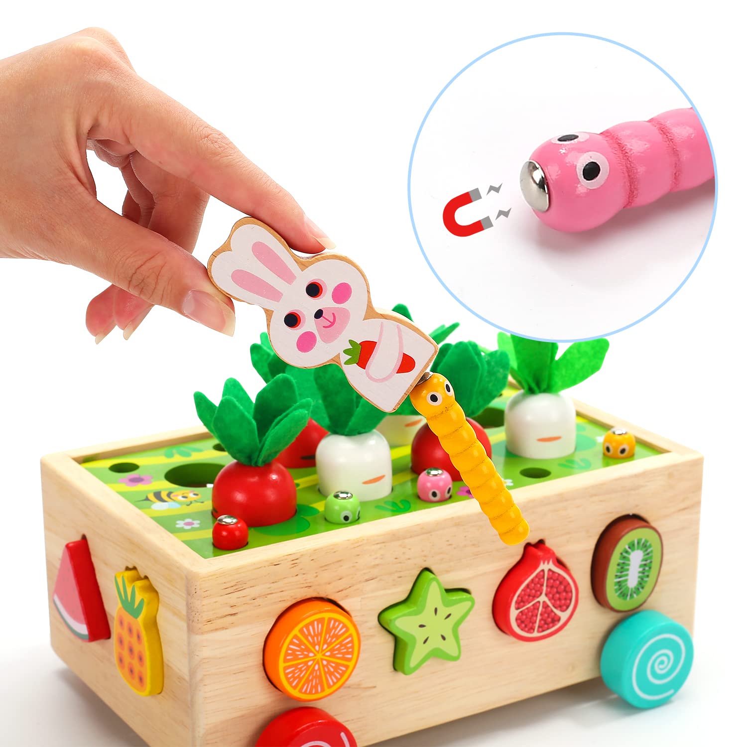 CUTE STONE Montessori Wooden Stacking Toys, Learning Sorting Toys for Toddlers, Baby, Kids, Boys and Girls