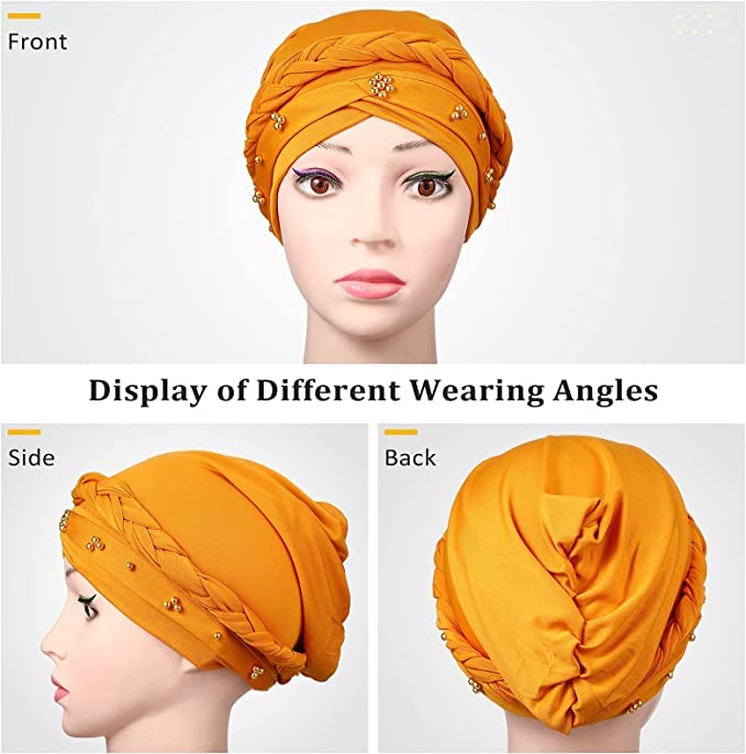Base Ball Cap Wrap Headwear Hat Women Cap Beaded Braid Headscarf Turban Baseball Caps Hats Hats Hats Coffee