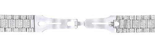 Ewatchparts 20MM 18KW PRESIDENT WATCH BAND WITH ALL DIAMOND LINKS COMPATIBLE WITH ROLEX DAY DATE 8CTS