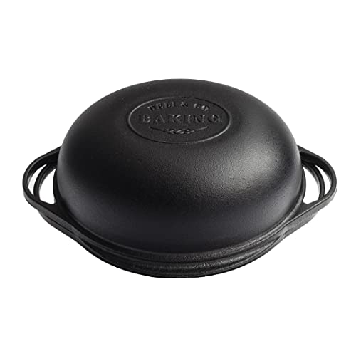 Deli&Co. Baking Pre-Seasoned Cast Iron Bread Pan Multicooker | Bake sourdough bread, grill steaks and cook stews | Seasoned with canola oil with a smooth surface finish