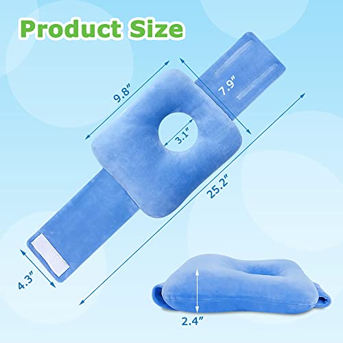 G Tube Tummy Time Pillow for Baby Feeding Tube Belt Pad Pillow with A Hole for Infant Children Kid Adjustable Hook & Loop Closure, Blue, 25*23*2cm