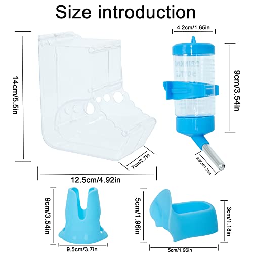 Hamster Automatic Feeder Dispenser for Small Animal Rhamster Ferret Bunny Rabbit Pig Hedgehog Bird Feed Pets, Mini Auto Food Feeding Cage Water Bowl for Vacation(1pcs Feeder+1pcs Water Bowl(Blue)