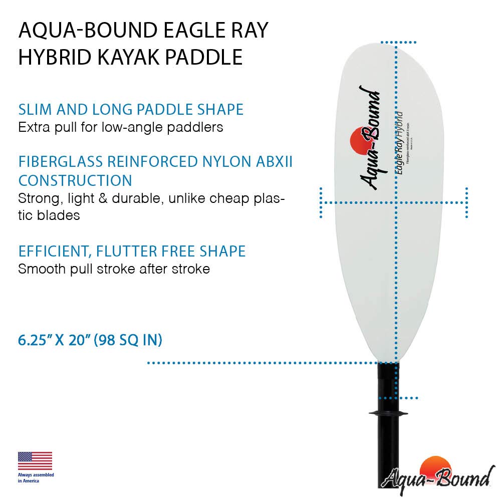 AQUA BOUND EagleRay Hybrid White Fiberglass Blade/Posi-Lok Carbon Shaft, 220 cm
