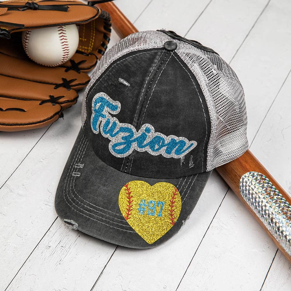 Baseball Cap Custom Embroidery Text Sport Ball Logo - Personalized Hat Baseball Football Softball Cap Customized Embroidered Hat for Women Men Unisex Black