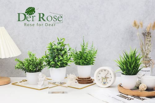 Der Rose 4 Packs Fake Plants Small Artificial Faux Potted Plants for Living Room Home Office Farmhouse Bathroom Kitchen Decor Indoor