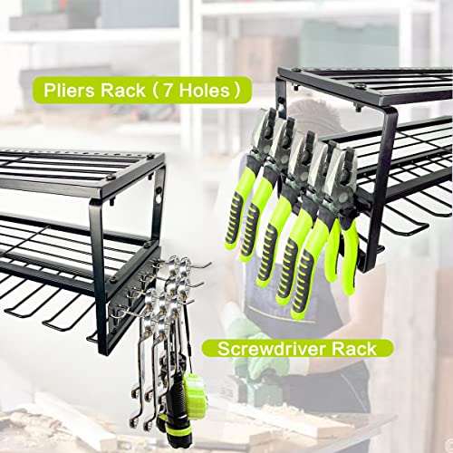 DYRSDPZD Power Tool Organizer-7 Drill Holde Wall Mount,Power Tool Storage Rack for Cordless Drill Charging Station Screwdriver,Drill Rack Garage Organization,with Free Magnetic Wristband
