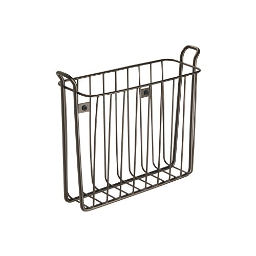 iDesign Classico Steel Wire Wall Mount Newspaper and Magazine Holder Rack for Bathroom Organization, Bronze