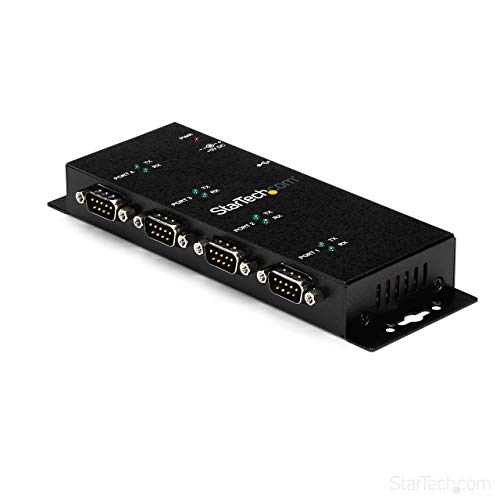 StarTech.com 4 Port USB to Serial RS232 Adapter - Wall Mount - Din Rail - COM Port Retention - FTDI USB to DB9 RS232 Hub , TAA (ICUSB2324I)