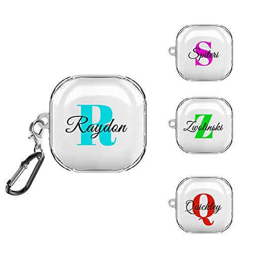 Custom Name Case Compatible with Samsung Galaxy Buds 2 Pro 2022 Release Buds Pro Buds Live Case Cover,Personalized Protective Earbuds Charging Crystal TPU Clear Cover with Keychain