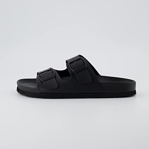 CUSHIONAIRE Women's Lindy soft footbed Sandal with +Comfort, Black 8.5