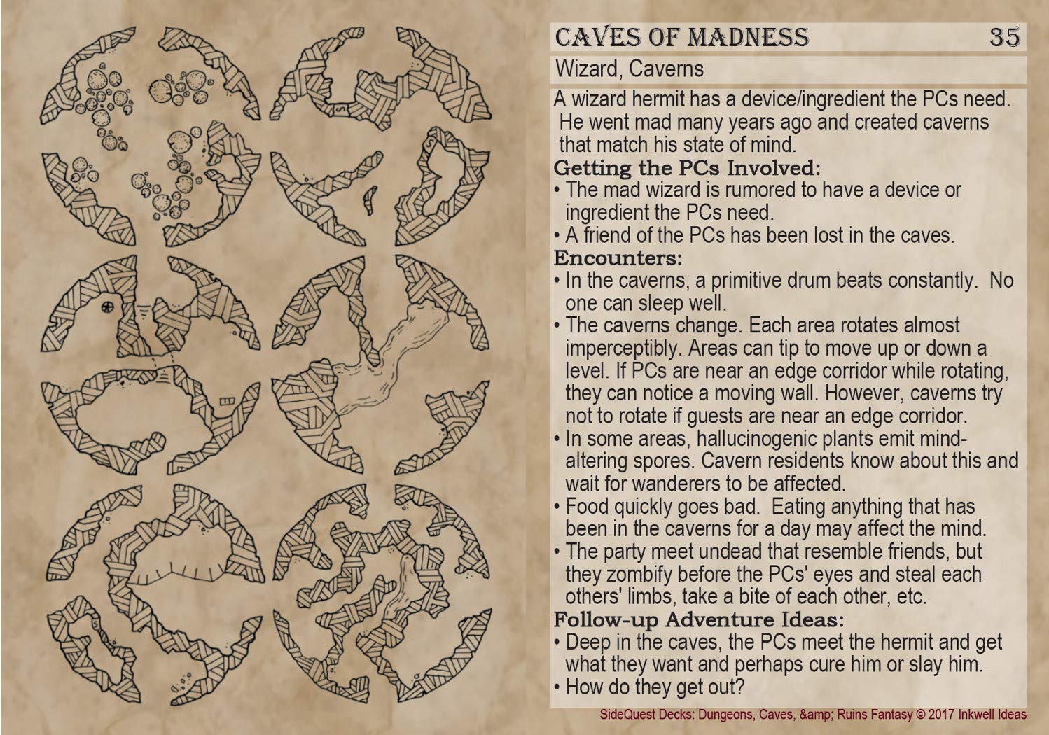 Inkwell Ideas Sidequest Decks: Dungeons, Caves, & Ruins Fantasy