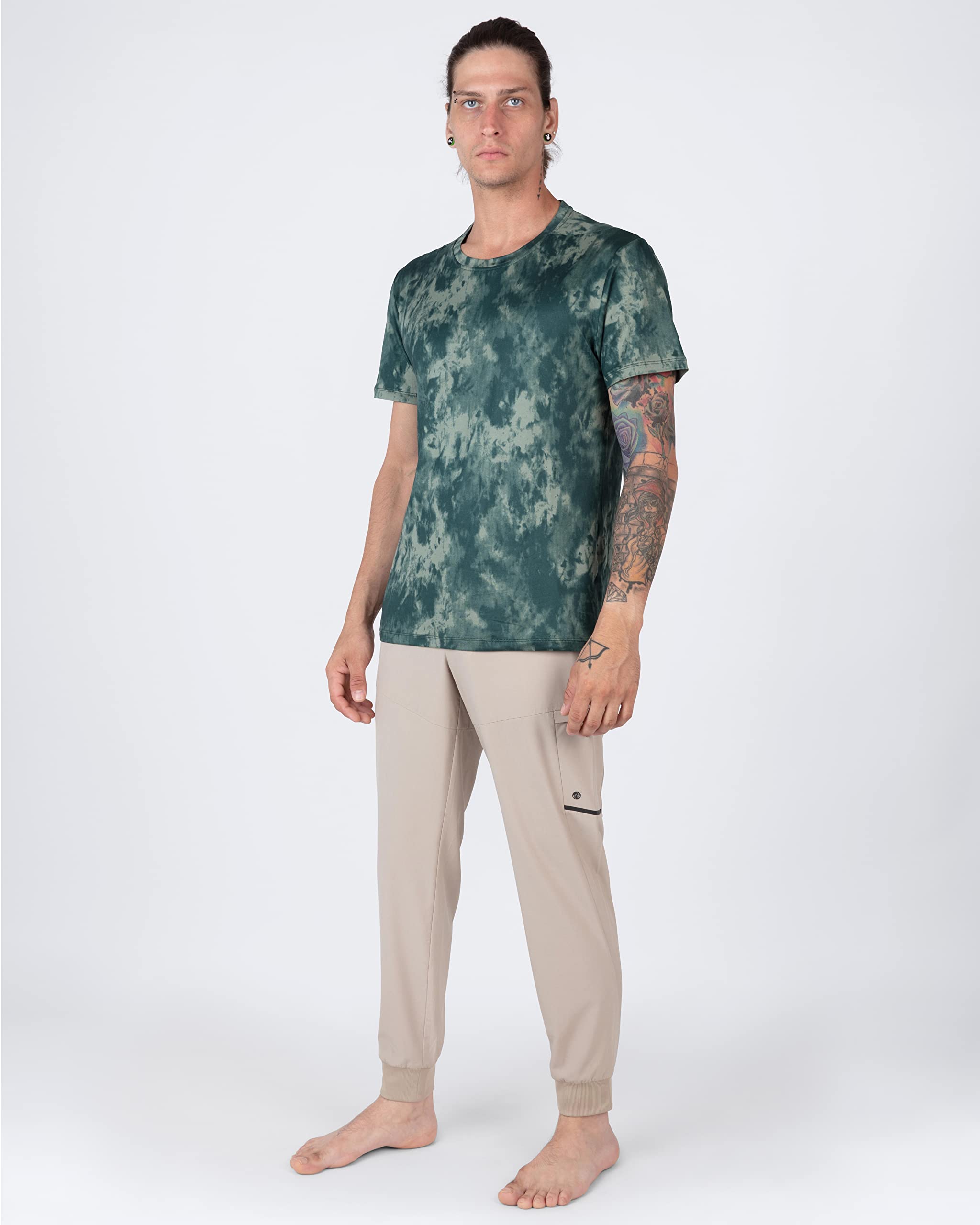 Apana Men's Lightweight Short Sleeve T-Shirt Yoga Running Athletic Tee Shirt Top for Men (Mineral Grey Camo, Medium)