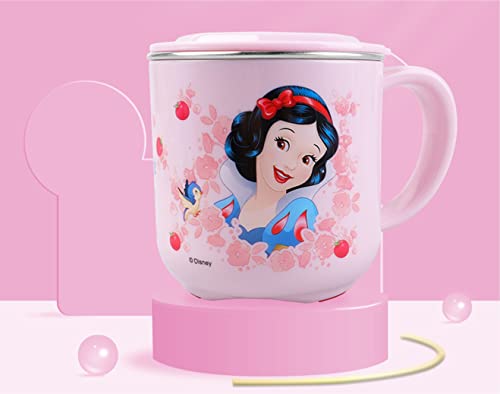 Everyday Delights Disney Princess Snow White Durable ABS Stainless Steel Cup with Lid, 250ml Pink