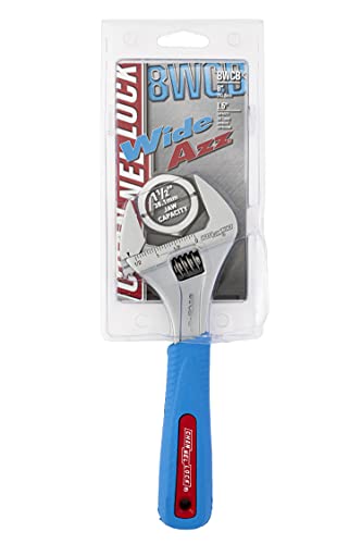 Channellock 8WCB 8-Inch WideAzz Adjustable Wrench|1.5-Inch Wide Jaw Opening|Precise Jaw Design Grips Tight-Even in Tight Spaces|Measurement Scales Engraved on the Tool|CODE BLUE Comfort Grip