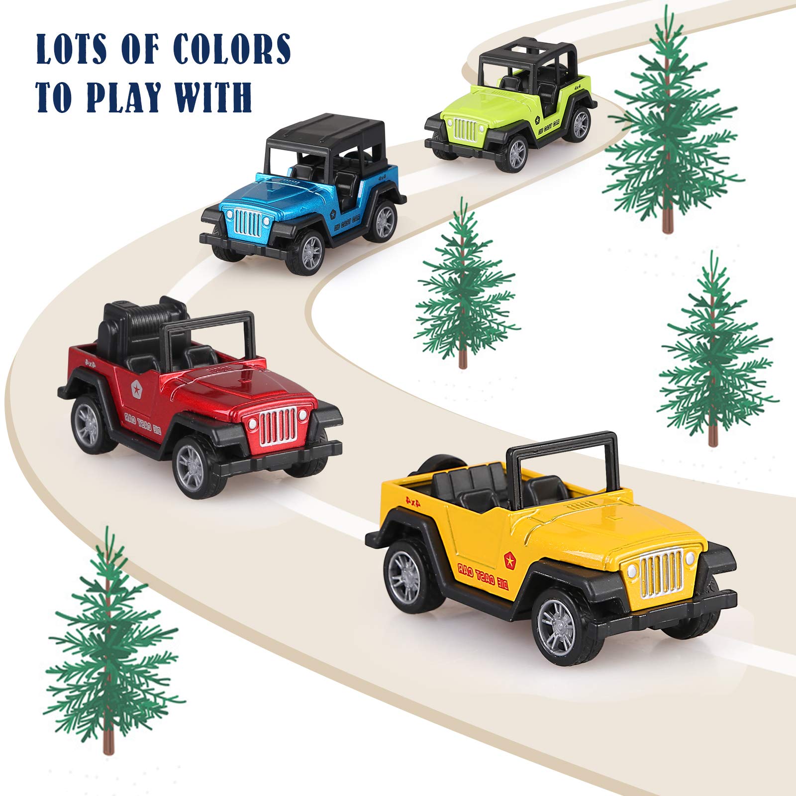kramow Cars Toys Pull Back Vehicles, Model Vehicles Toy for Baby Toddler Boys Girls, 4 Pieces Pack