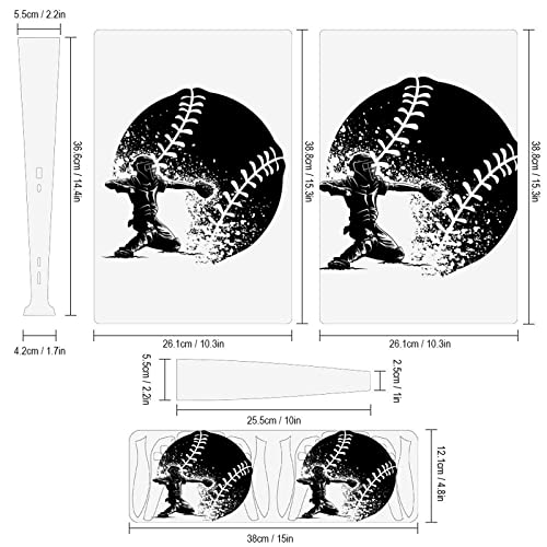 Baseball Highlighted Silhouette Full Protective Skin Cover Design Wrap Decal Sticker Compatible with PS5 Digital Edition Console and Controller