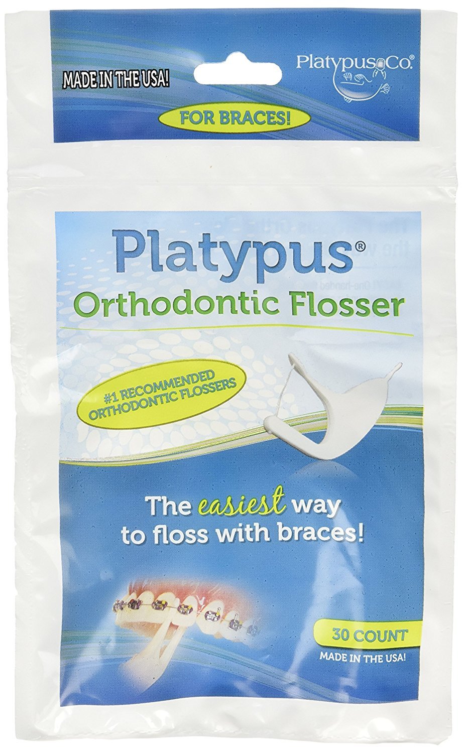 Platypus Ortho Flosser (2 Packs of 30), & Dentek Wax for Braces