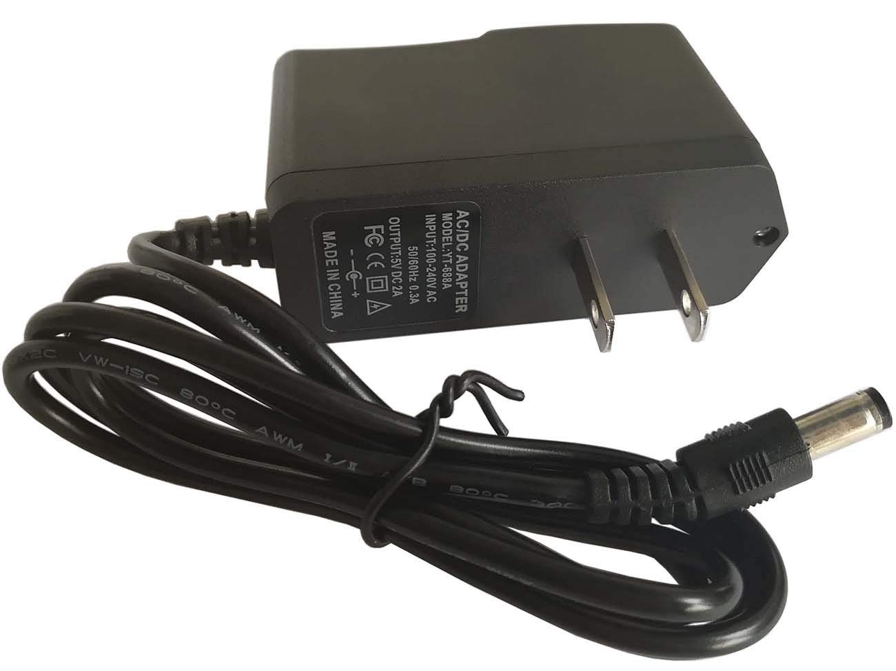 Universal 5.5mm x 2.1mm AC to DC 5V 2A Regulated Power Supply Wall Charger Adapter for Led Strip, String Lights, Wireless Router, LCD, Hub, Switches, CCTV Cameras, Android TV Box