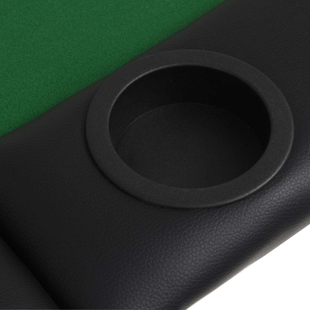 Festnight 9 Player Poker Play Table Folding Oval Casino Texas Holdem Card Game Table with 9 Cup Holders and 1 Large Dealer Tray Table Green 81.1 x 41.7 x 29.9 Inches (L x W x H)