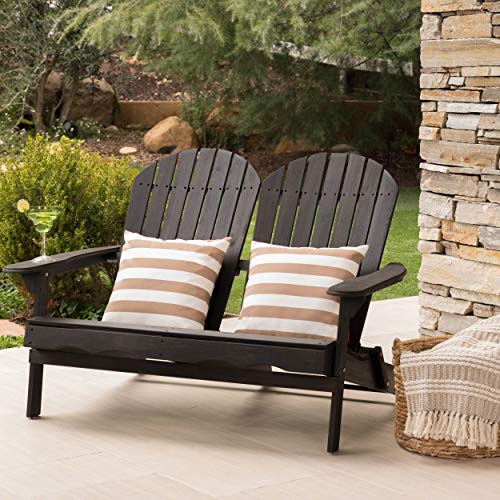 Christopher Knight Home Great Deal Furniture Muriel Outdoor Dark Grey Finish Acacia Wood Adirondack Loveseat