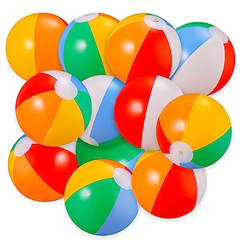 Mcftvun Beach Balls Bulk, 12 Pack -12" Inflatable Swimming Pool Toys for Kids & Adults Summer Beach Toys for Water Games, Hawaiian Tropical Theme Party Decorations Favors Supplies