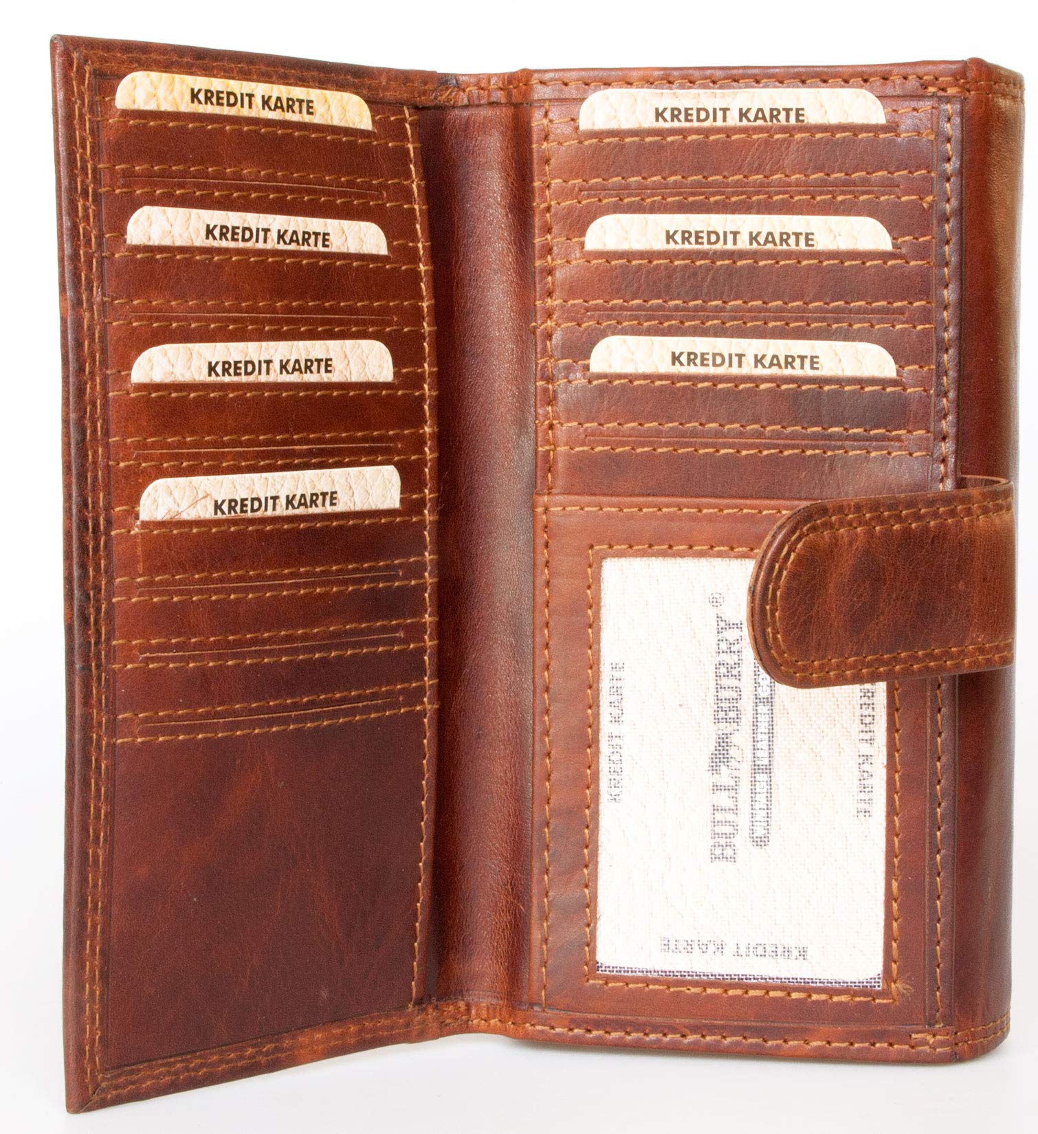 Double Sided RFID Leather Wallet Bull Burry Whole Made of a Strong Genuine Cowhide Brown One Size BB 160000 L101 BRN Vintage Double Sided Medium Brown
