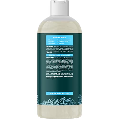 Rosemary Tea Tree Mint Shampoo - Clarifying Shampoo for Build Up and Flakes with Peppermint Oil and Tea Tree Essential Oil for Dry Scalp Treatment - Deep Cleansing Peppermint Tea Tree Shampoo (8oz)