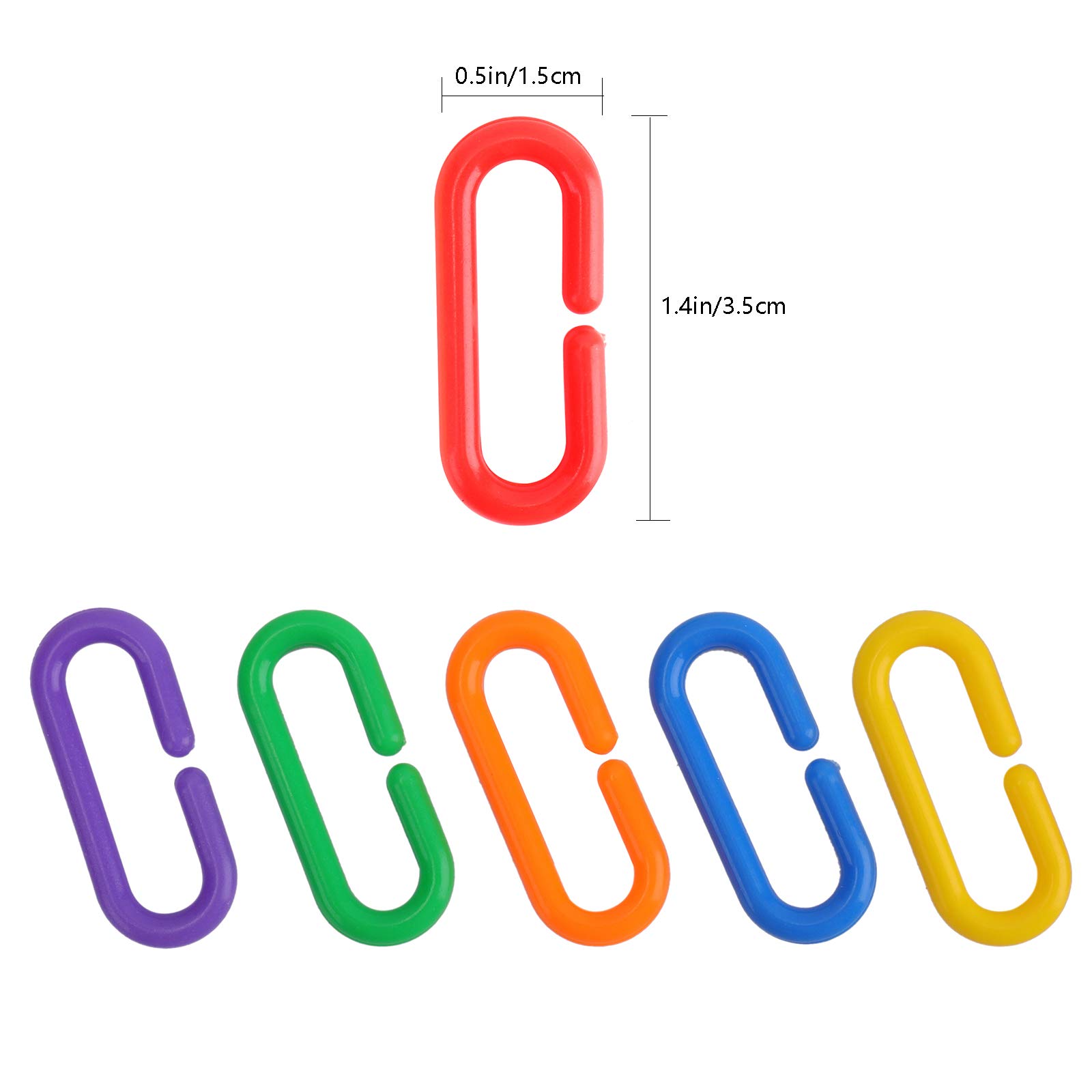 Suwimut 1000 Pieces Plastic C-Clip Hooks Chain Links, Interchangeable Rainbow C-Links Kids Learning Toys for Classroom Preschool, Sugar Glider Climbing Swing Small Bird Cage Toys for Pet Rat Parrot
