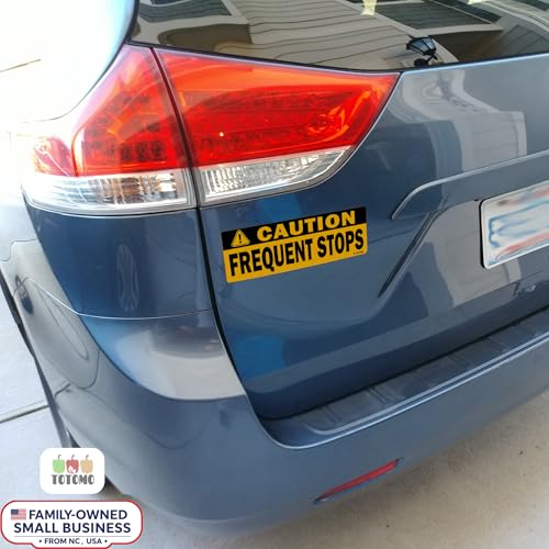 TOTOMO Caution This Vehicle Makes Frequent Stops Magnet 10"X3.5" Reflective Magnetic Safety Warning Sign Sticker for Carrier delivery Car Amazon Flex Driver (2 Pack)
