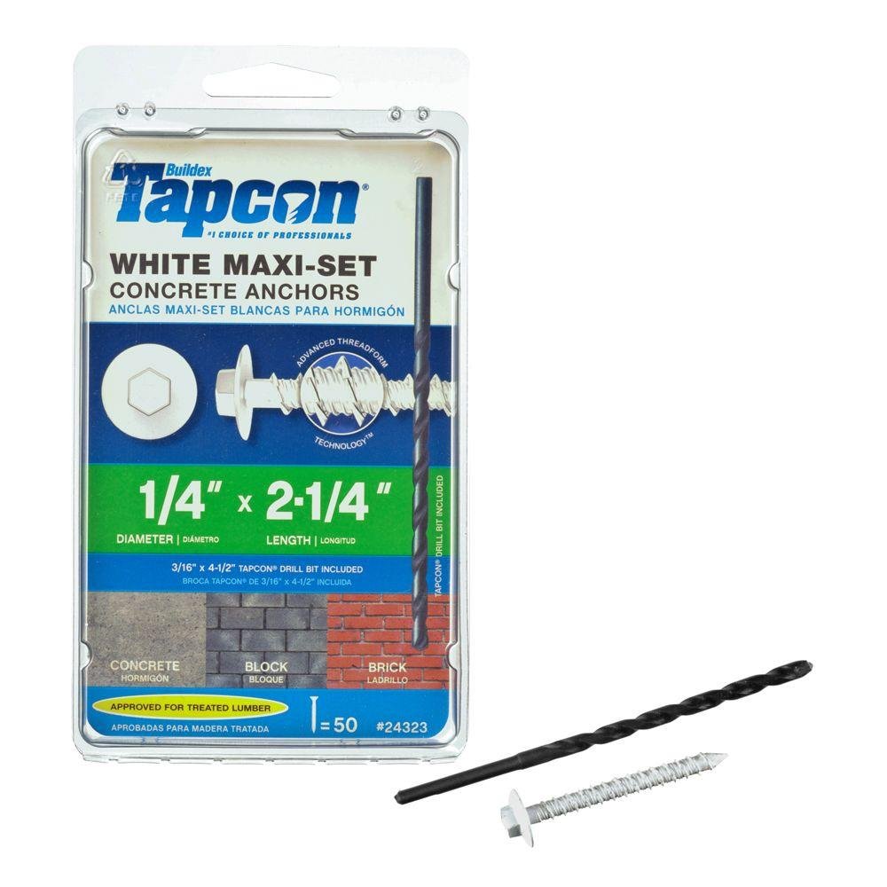 ITW Brands 24323 50PK 1/4x2-1/4 Anchors , white