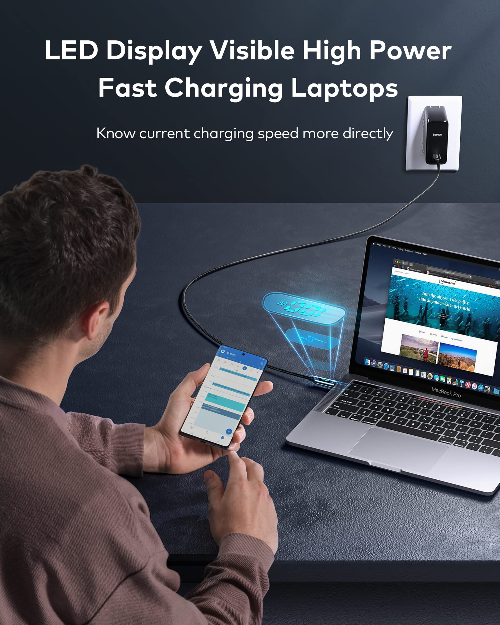 Baseus PD 100W USB C to USB C Cable Laptop Power Bank