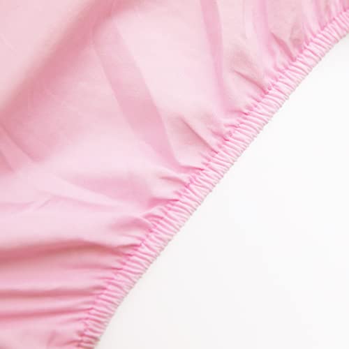 FLXXIE 4 Pieces Microfiber Toddler Bedding Set, Super Soft and Breathable Crib Sheet Set, Includes Quilted Comforter, Flat Top Sheet, Fitted Sheet, Envelope Pillow Case for Boys and Girls, Pink