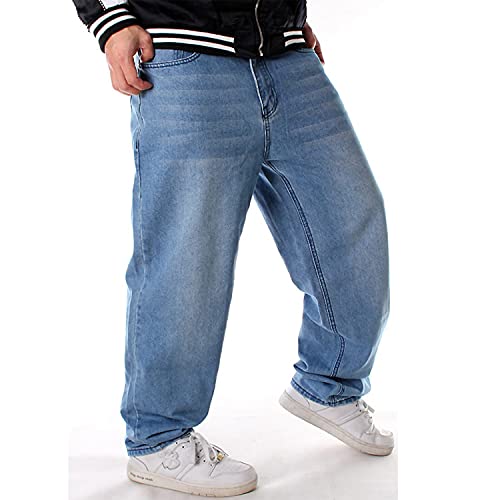 EnllerviiD Men's Relaxed Fit Classic Jeans - Loose Fashion Baggy Comfort Plain Hip Hop Denim Pants 022-30