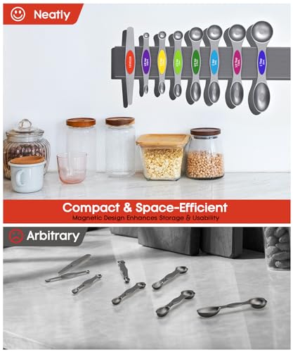 BANANABAY 304 Stainless Steel Measuring Spoons Set, 8 PCS Magnetic Measuring Spoons for Cooking Baking, Coffee Sugar Salt with Storage Box