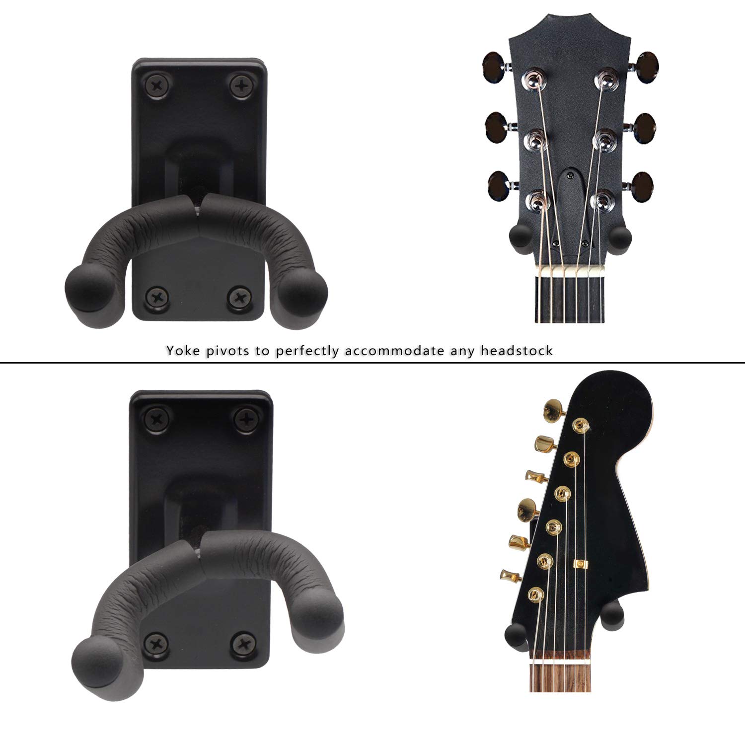 Guitar Wall Mount Guitar Wall Hooks Stand Guitar Display Hanger Suitable Fits Guitars, Bass, Mandolin, Banjo, Ukulele (2 Pack)