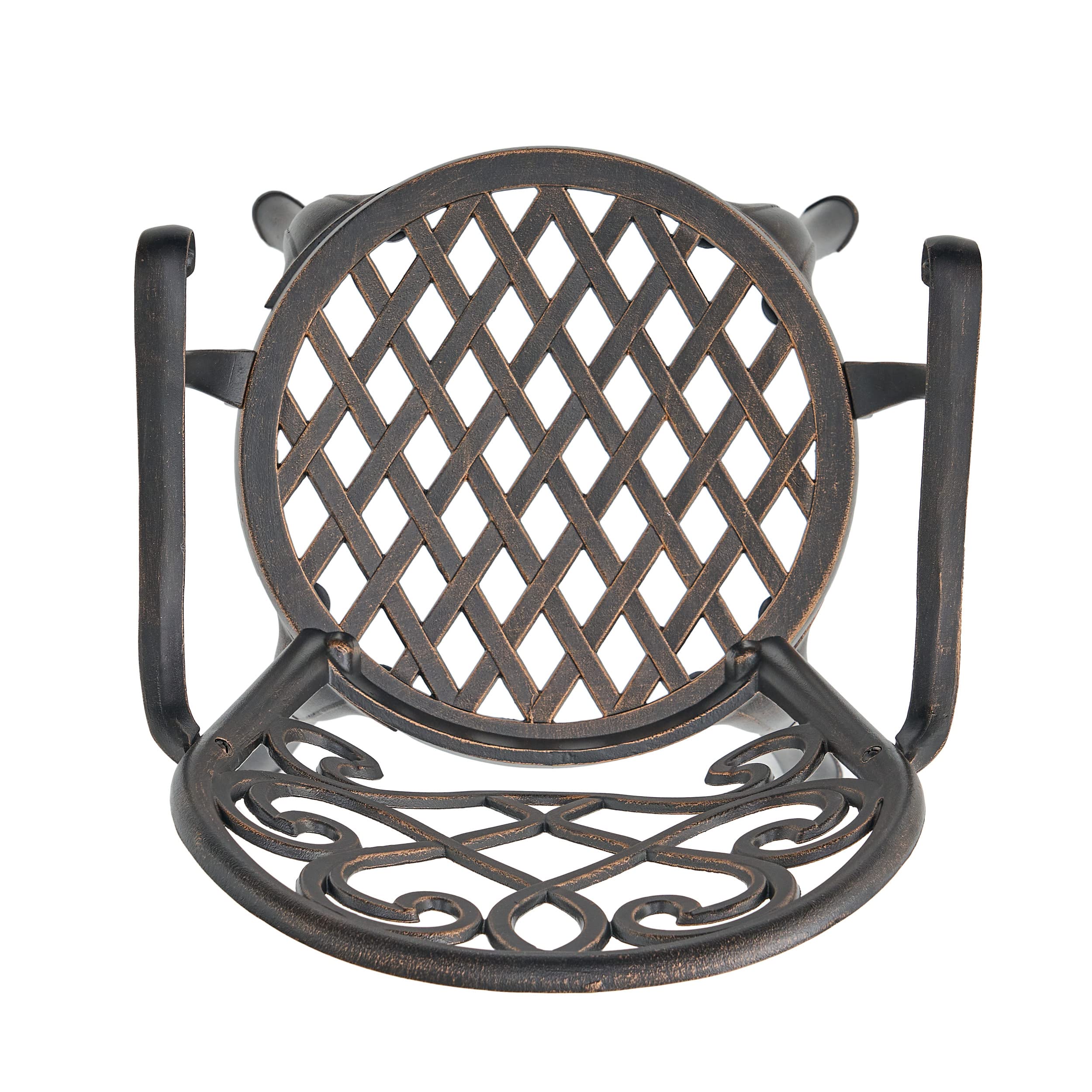 Christopher Knight Home Angeles Outdoor Cast Aluminum Bistro Furniture Set with Ice Bucket, 3-Pcs Set, Copper