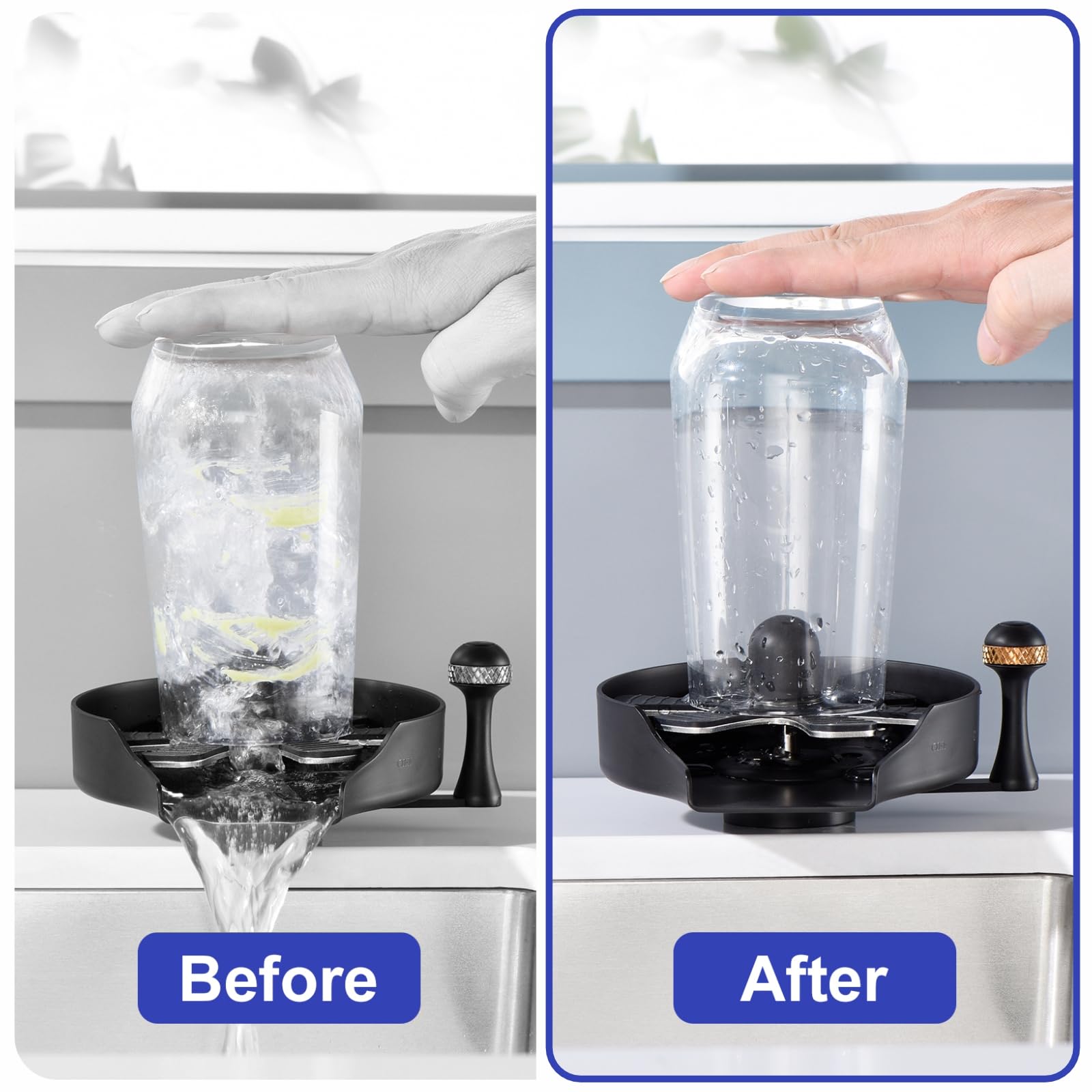 Kablle Hot and Cold Glass Rinser for Kitchen Sink, High Water Pressure Cup Washer, Temperature Adjustable bottle washer, Kitchen Sink Accessories, Matte Black, B1006