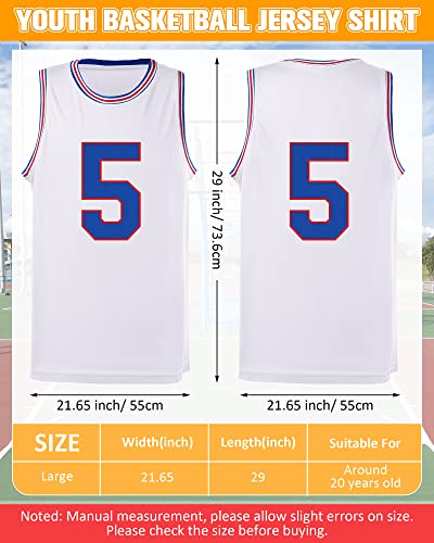 Funtery 12 PCS Men Basketball Jerseys Mesh Basketball Uniform 2XL Reversible Basketball Team Jersey for Men(White)