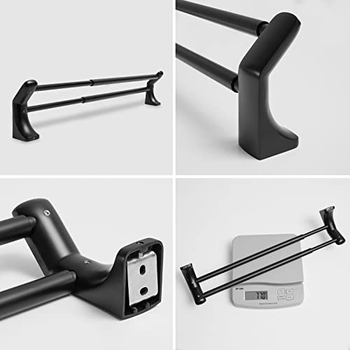 Hoimpro Adjustable 13.9-25.3 Inches Double Bath Towel Bar for Bathroom SUS304 Stainless Steel Towel Holder, Hotel Style Wall Mount with Screws Hand Towel Bar,Towel Rack Rod Hanger, Matte Black