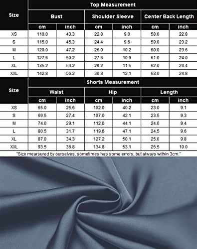 Ekouaer Satin Pyjamas Woman Sleepwear Pajama Shorts Set Silky Night wear Pjs Sets D.grey M