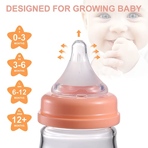 FDBTL Baby Bottle Glass Natural Anti-Colic Bottles Closer to Breastfeeding for Newborn Babies Infant 0M+ 3Oz