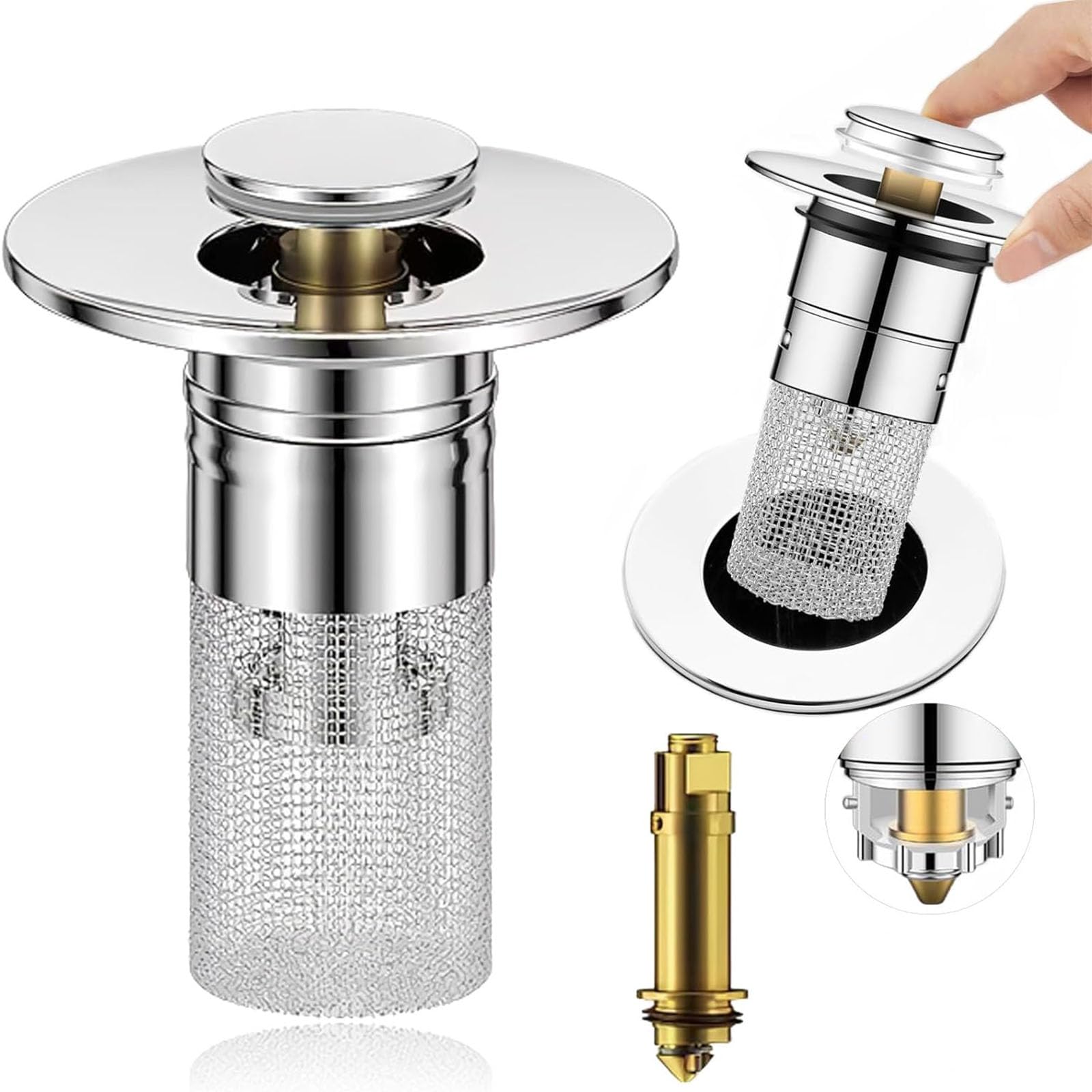 Chunshangmei Stainless Steel Floor Drain Filter,2024 New Multifunctional Floor Drain Filter,Bathtub Sink Strainer,Bathroom Sink Strainer for Kitchen,Bathtub,Sink Water Pipe and Floor Drain (1PC)