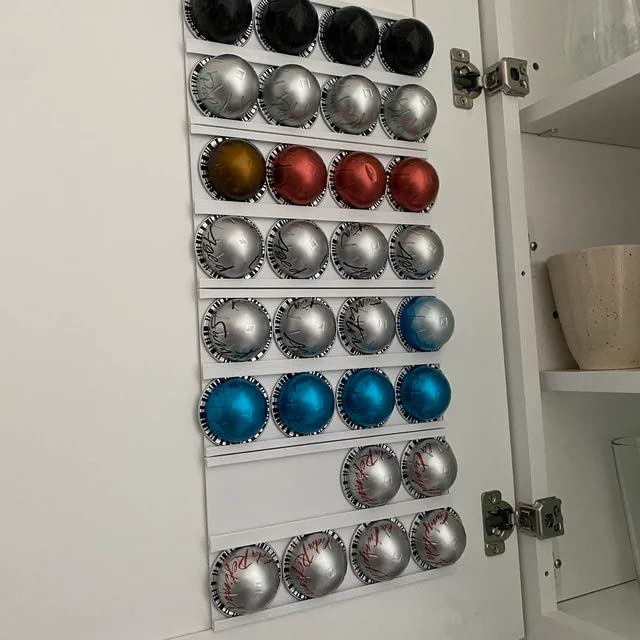 Pod Holder for Vertuo Coffee Pods | Under Cabinet or Wall Mounted Storage for Pods | Minimalist Design to Declutter Your Kitchen | MADE IN USA (White)