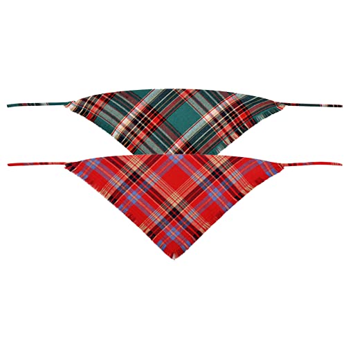 Christmas Dog Bandana Plaid Reversible Triangle Bibs Scarf Accessories for Dogs Cats Pets Animals
