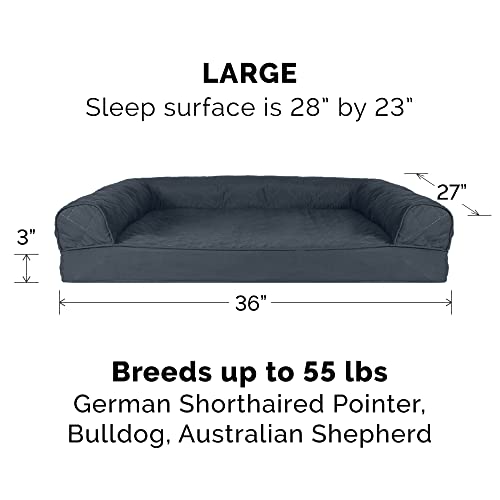 Furhaven Orthopedic Dog Bed for Large/Medium Dogs w/ Removable Bolsters & Washable Cover, For Dogs Up to 55 lbs - Quilted Sofa - Iron Gray, Large