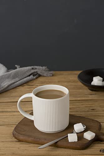 famiware 4 Pieces Coffee Cups, 12 oz Catering Mug with Handle for Coffee, Tea, Cocoa, Milk, Matte White